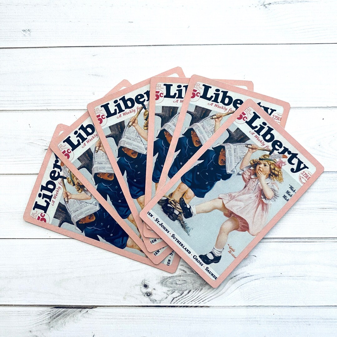 Vintage Playing Cards - Set of 6 - Cute Girl Cards, Liberty Advertising ...