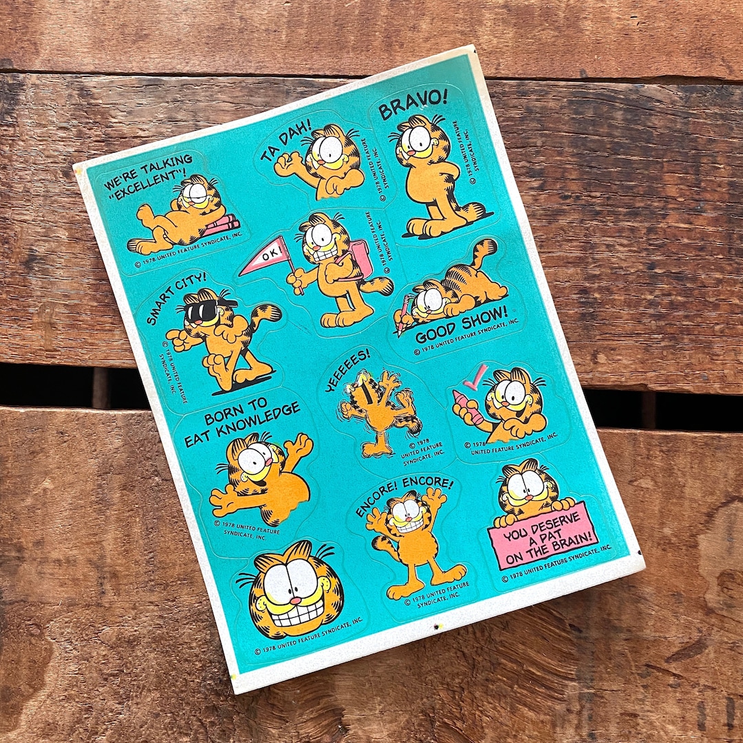 Vintage Garfield Sticker Sheet Vintage Stickers - Etsy