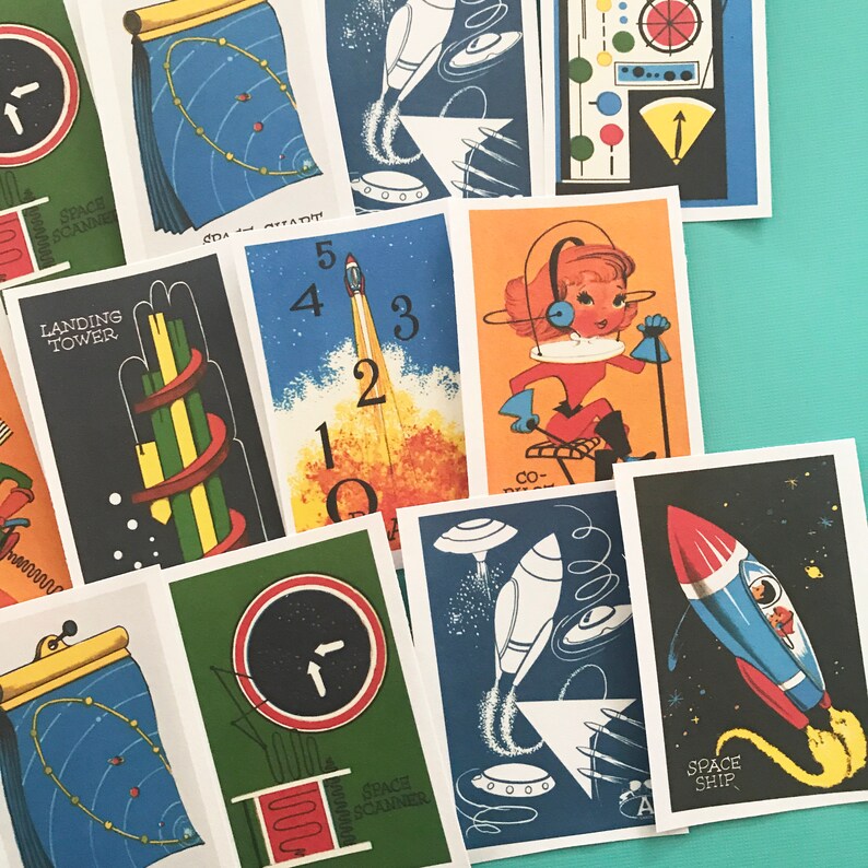 Space Stickers Set of 18 Handmade Stickers Vintage Style | Etsy
