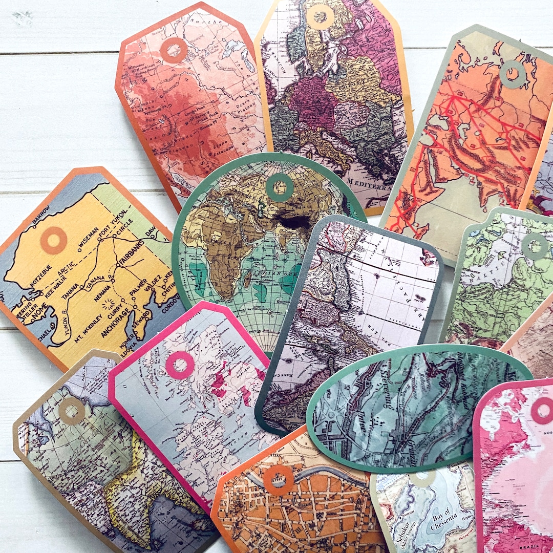 World Map Stickers - Set of 15 - Junk Journal Stickers, Paper Ephemera ...