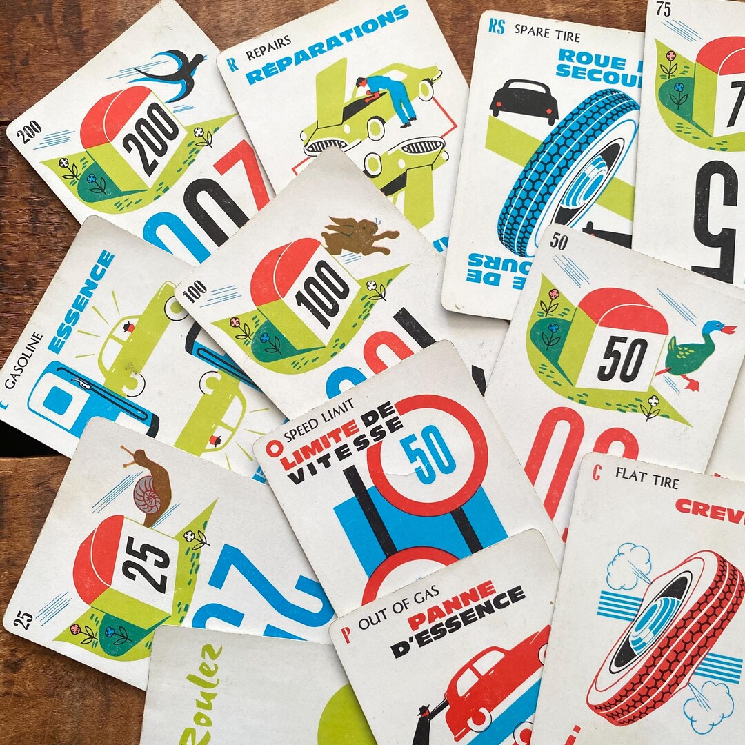 Vintage Mille Bornes Cards - Set of 42 - Old French Paper Ephemera ...