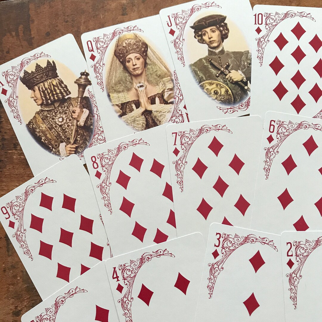 Vintage Diamond Suit Playing Cards - Set of 13 - Junk Journal Ephemera ...