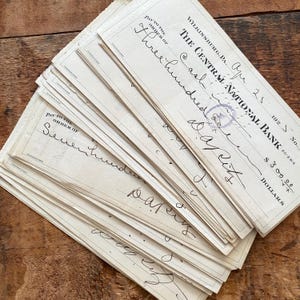 Vintage Bank Receipt Checks - Set of 8 - Junk Journal, Paper Ephemera ...