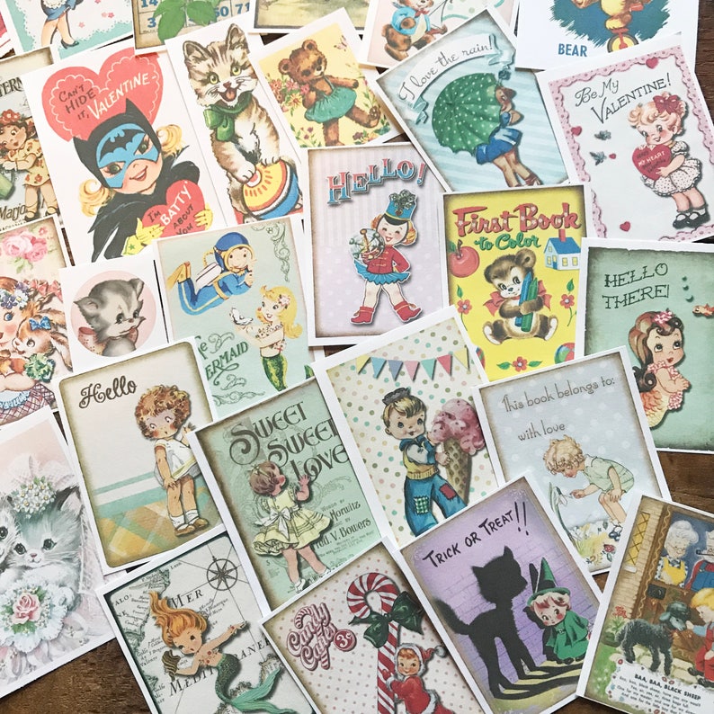 Surprise Stickers Set of 30 Handmade Stickers Vintage - Etsy
