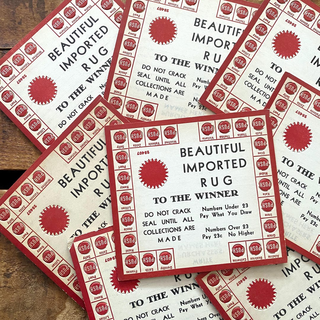 Vintage Unused 1950s Punch Board Game - Vintage Card, Game of Chance ...