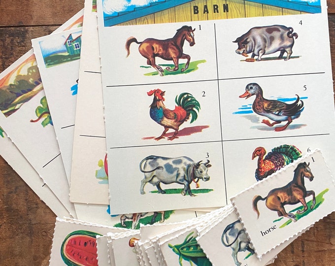 Vintage Farm Lotto Game - Complete - 1970s Children's Game, Farm ...