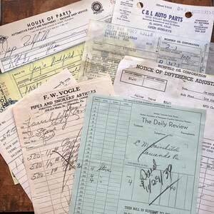 Vintage Used Receipts Ephemera Lot - Set of 20 - Junk Journal, Paper ...
