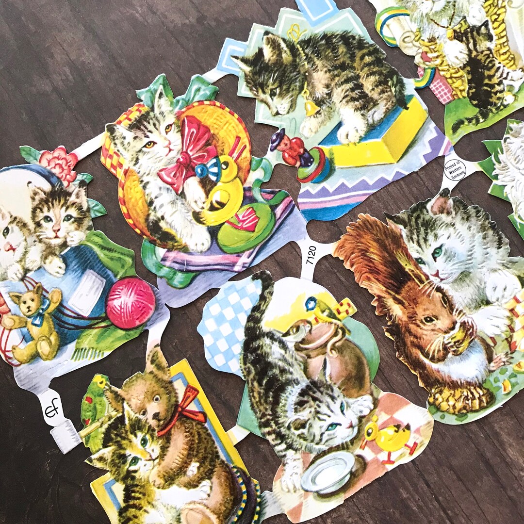 German Scraps - Cats, Kittens - Die Cuts, Cut Outs, Reproduction ...
