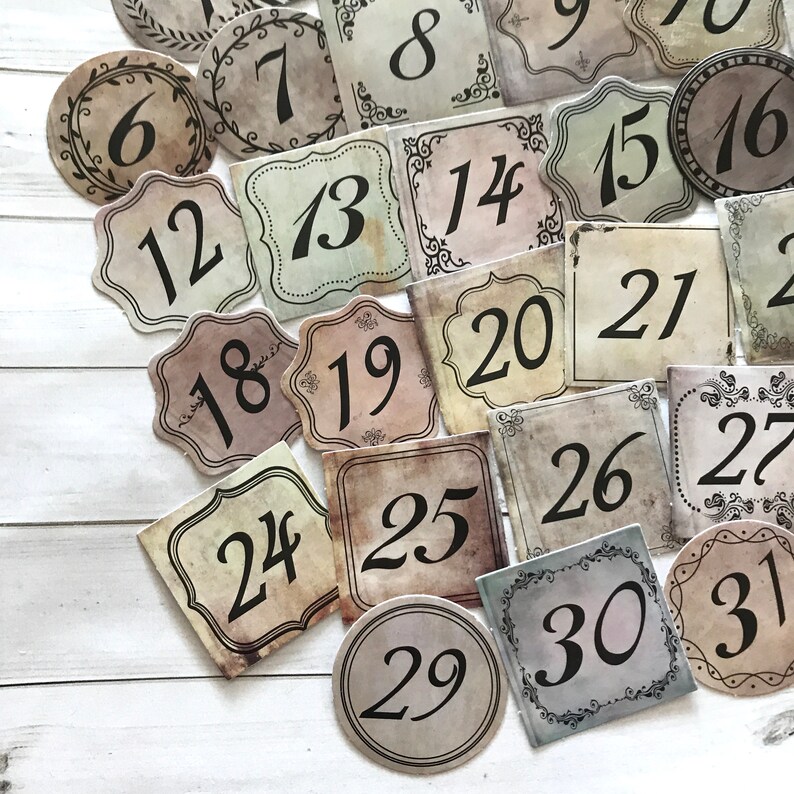 Calendar Stickers Set of 38 Number Stickers Junk Journal - Etsy
