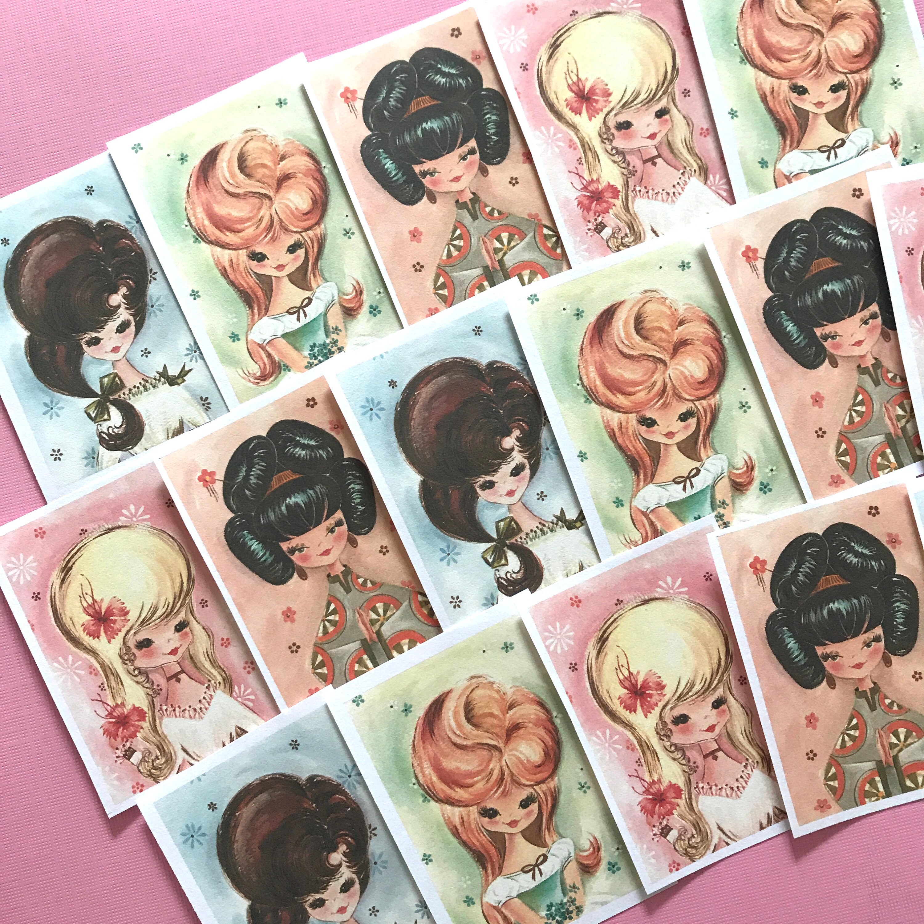 Vintage Ladies Stickers Set of 16 Handmade Stickers | Etsy