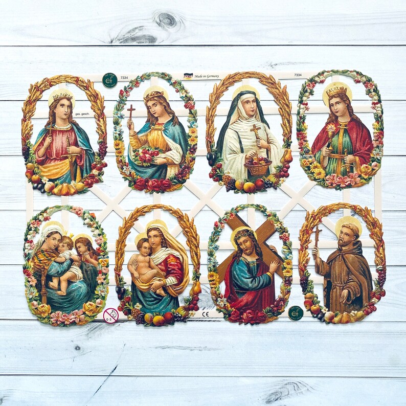 Vintage Style German Scrap Die Cuts: Jesus and Mary Religious Bible ...