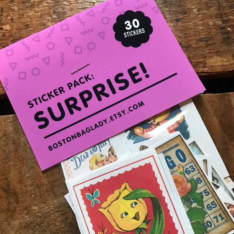 Surprise Stickers Set of 30 Handmade Stickers Vintage - Etsy