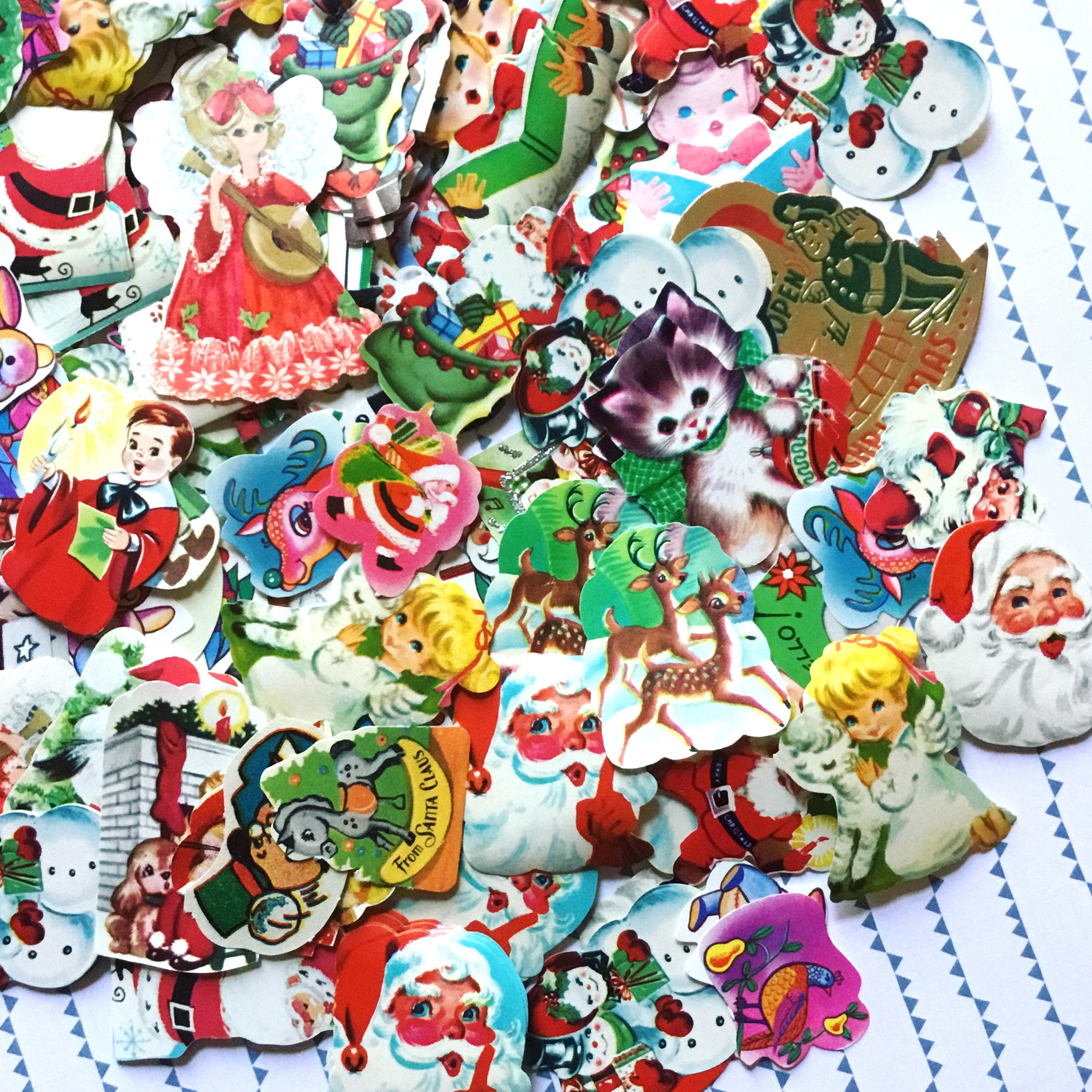 Vintage Christmas Seals Assorted Set of 15 Cute Christmas - Etsy