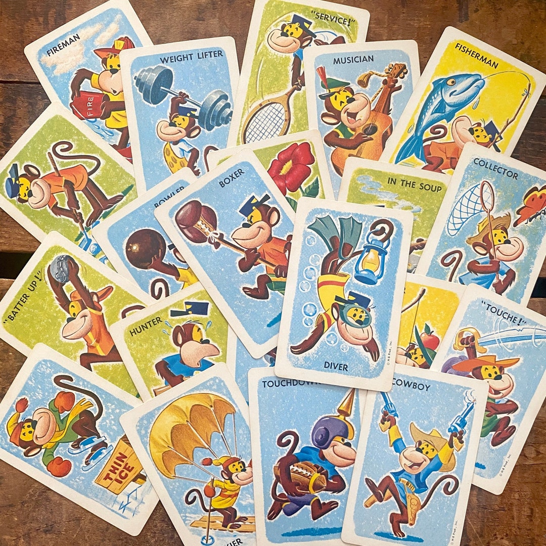 Vintage Monkey Cards - Set of 21 - Vintage Children's Cards, Junk ...