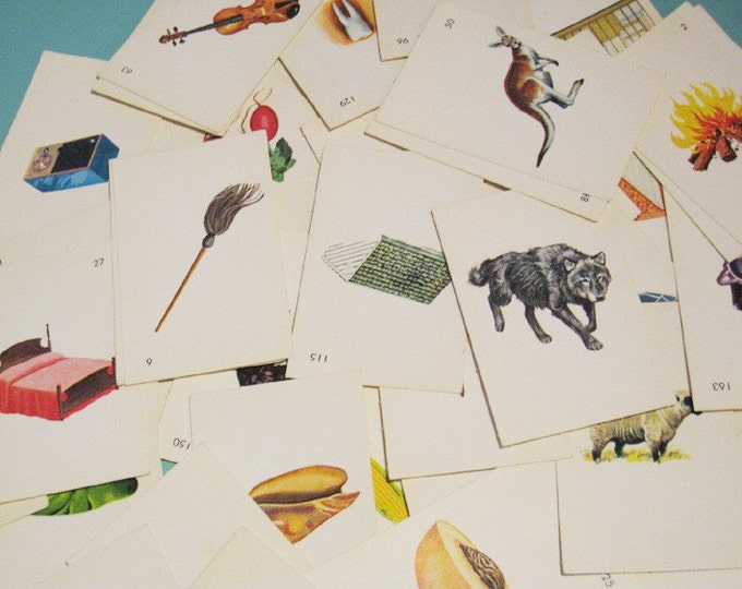 Vintage Educational Flash Cards Set of 8 Illustrations, Alphabet ...