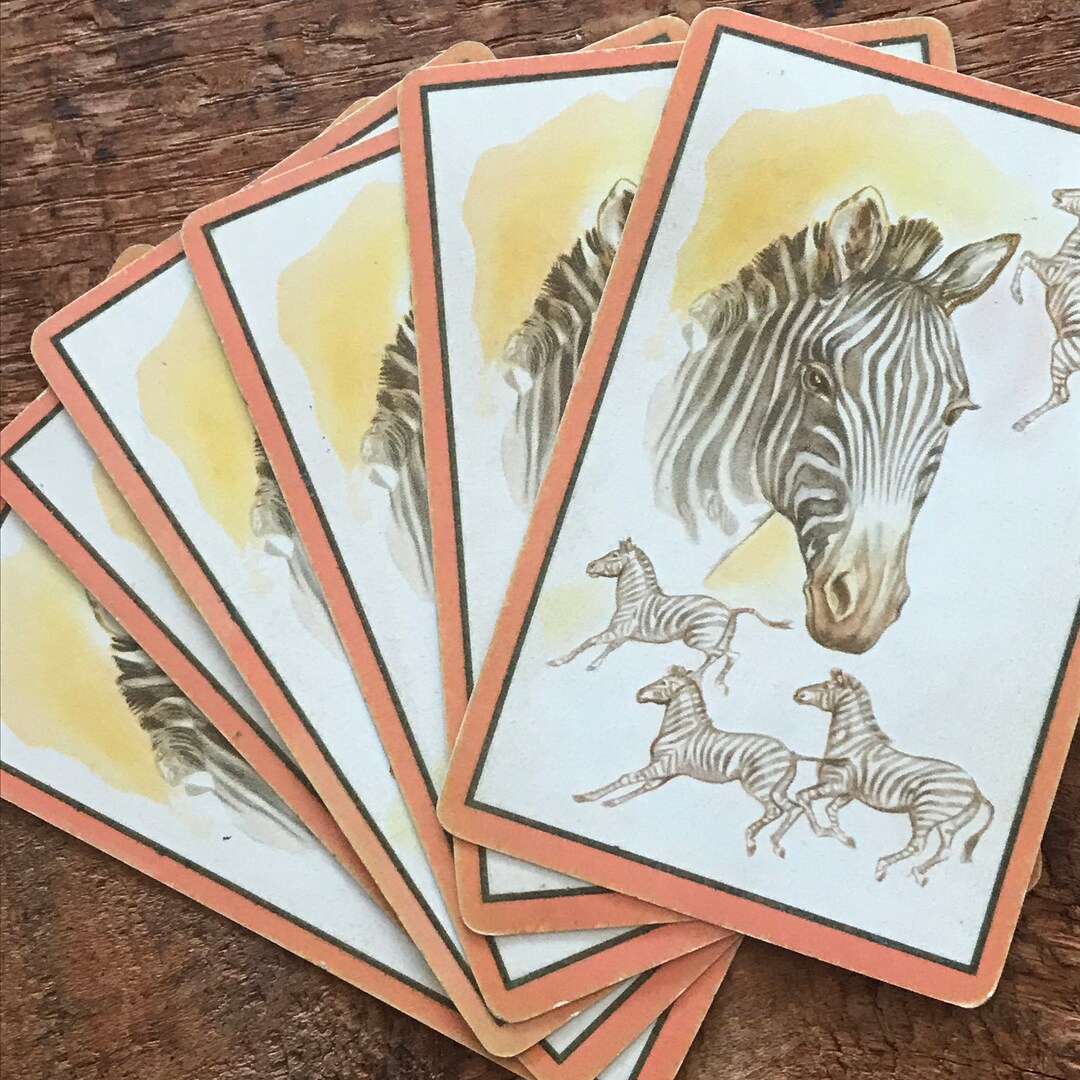 Vintage Zebra Playing Cards - Set of 6 - Etsy