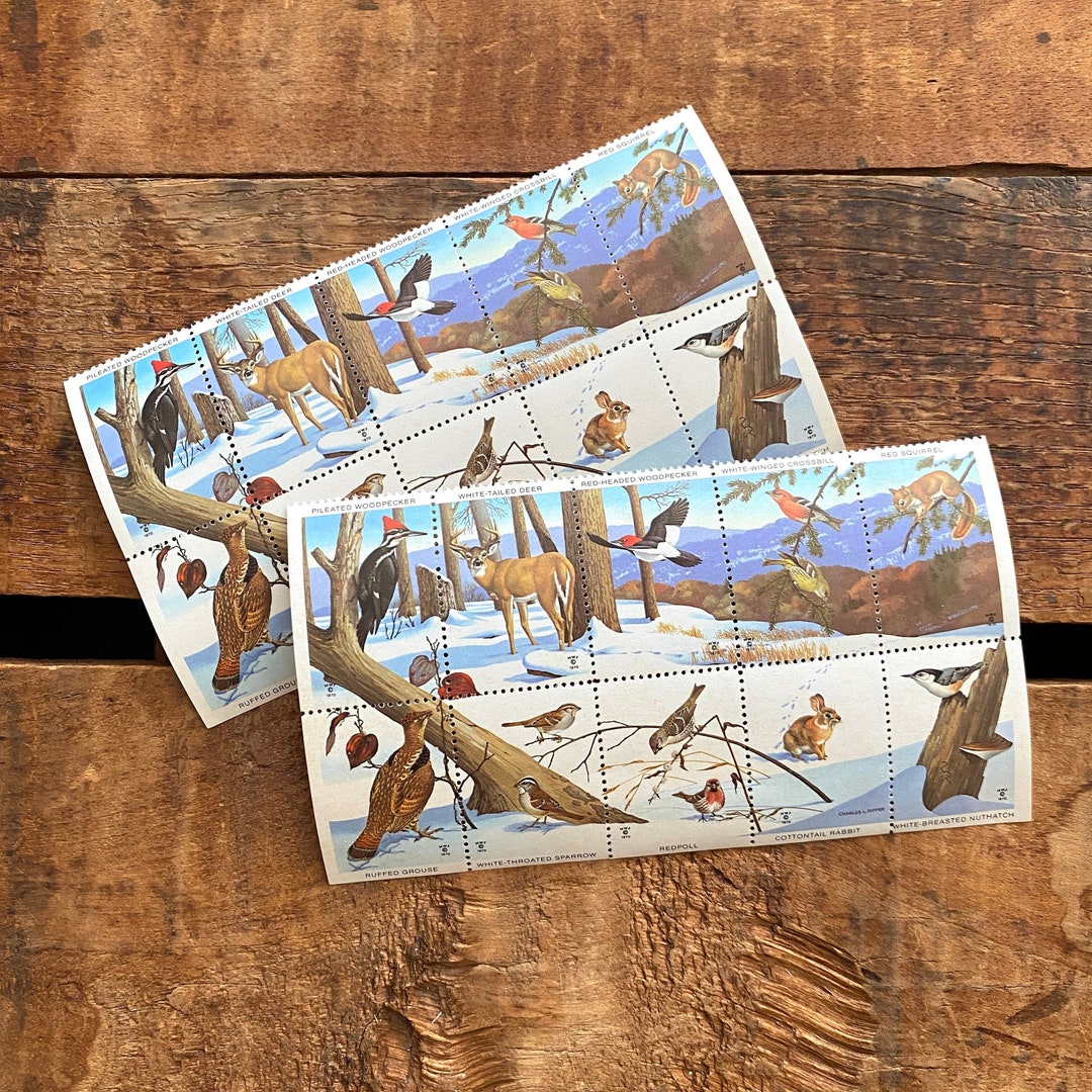 Vintage Nature Stamps - 2 Sheets - Birds, Animals, Altered Art, Junk ...