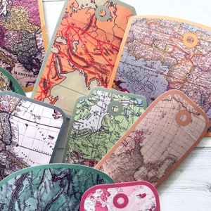 World Map Stickers - Set of 15 - Junk Journal Stickers, Paper Ephemera ...