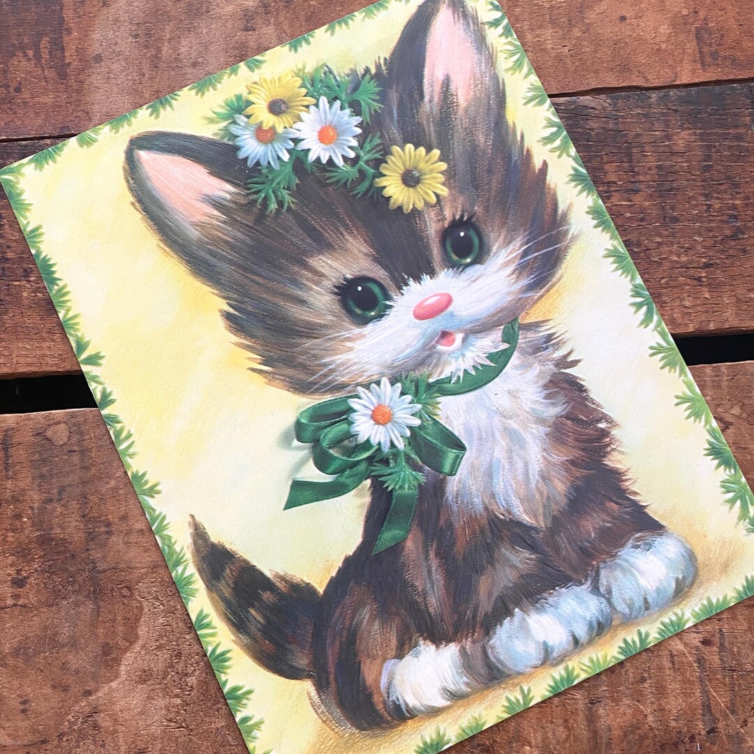 Vintage Unused Coby Birthday Card - Kitten Cat - Paper Ephemera, Junk ...
