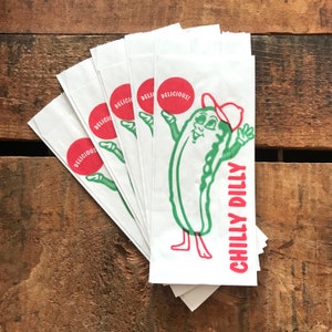 Food Bags - Set of 10 - Paper Bag, Treat Bag, Merchandise Bags, Pickle ...