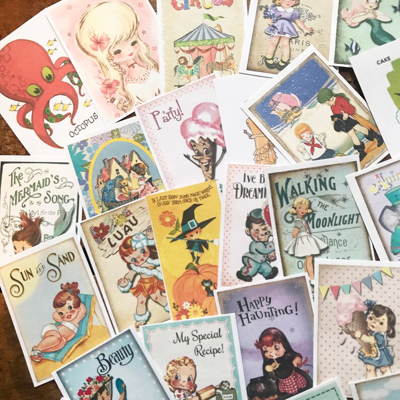 Surprise Stickers Set of 30 Handmade Stickers Vintage - Etsy