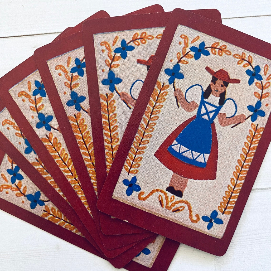 Vintage Playing Cards Set of 6 Country Girl Cards Vintage - Etsy
