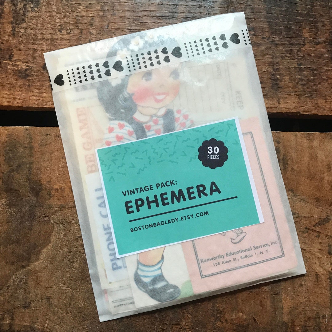 Vintage Ephemera Pack - Set of 30 Assorted Pieces - Mixed Media Paper ...