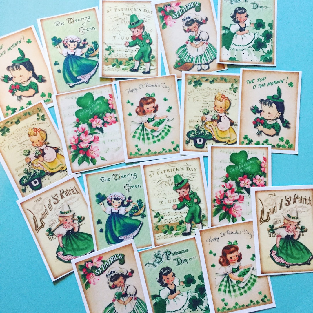 St. Patrick's Day Stickers - Set of 18 - Handmade Stickers, Vintage ...