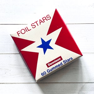 Vintage Gummed Stars 1 Box, 60 Stars Dennison Stars, Vintage Labels ...