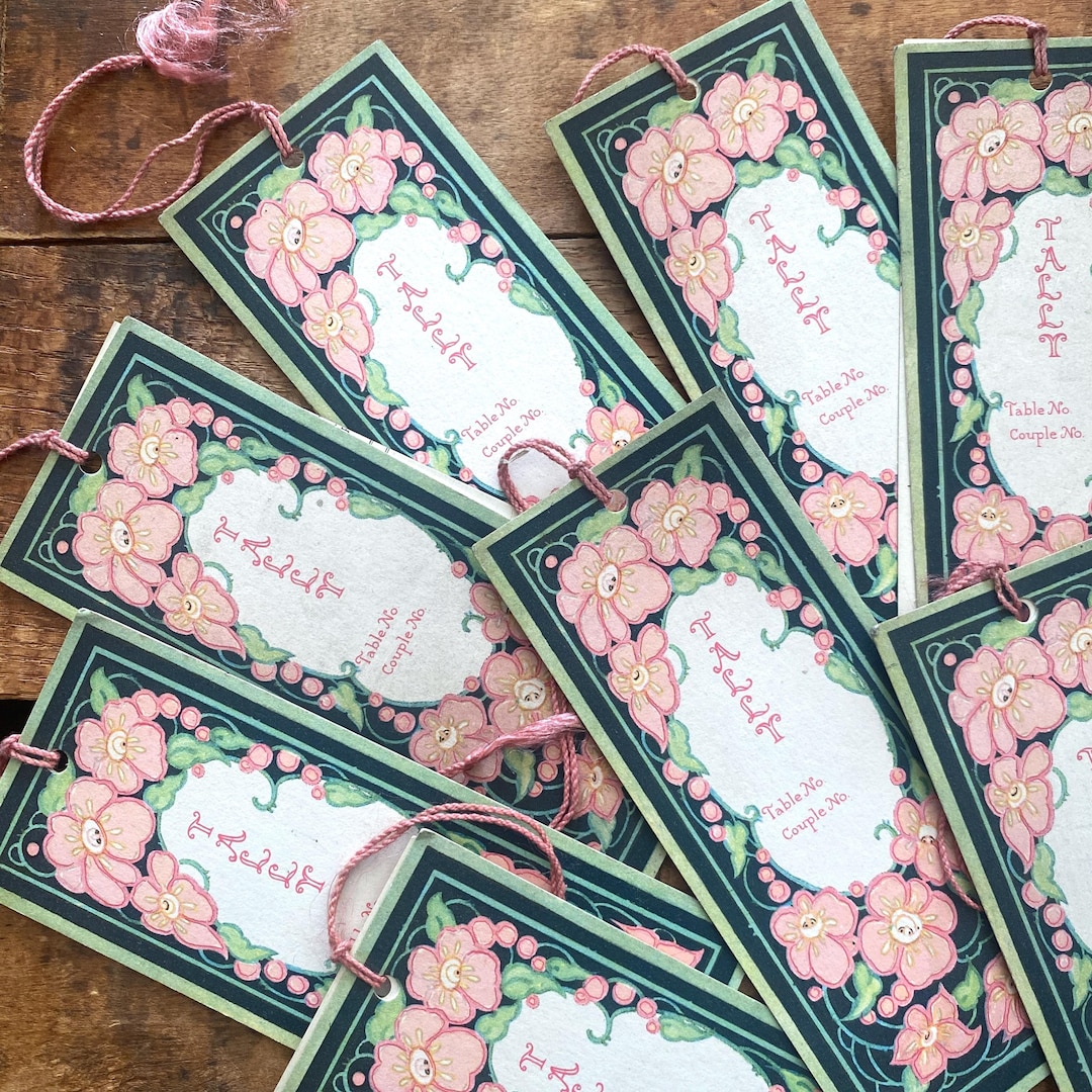 Vintage 1930s Pink Flowers Tally Card - Unused - Paper Ephemera, Junk ...