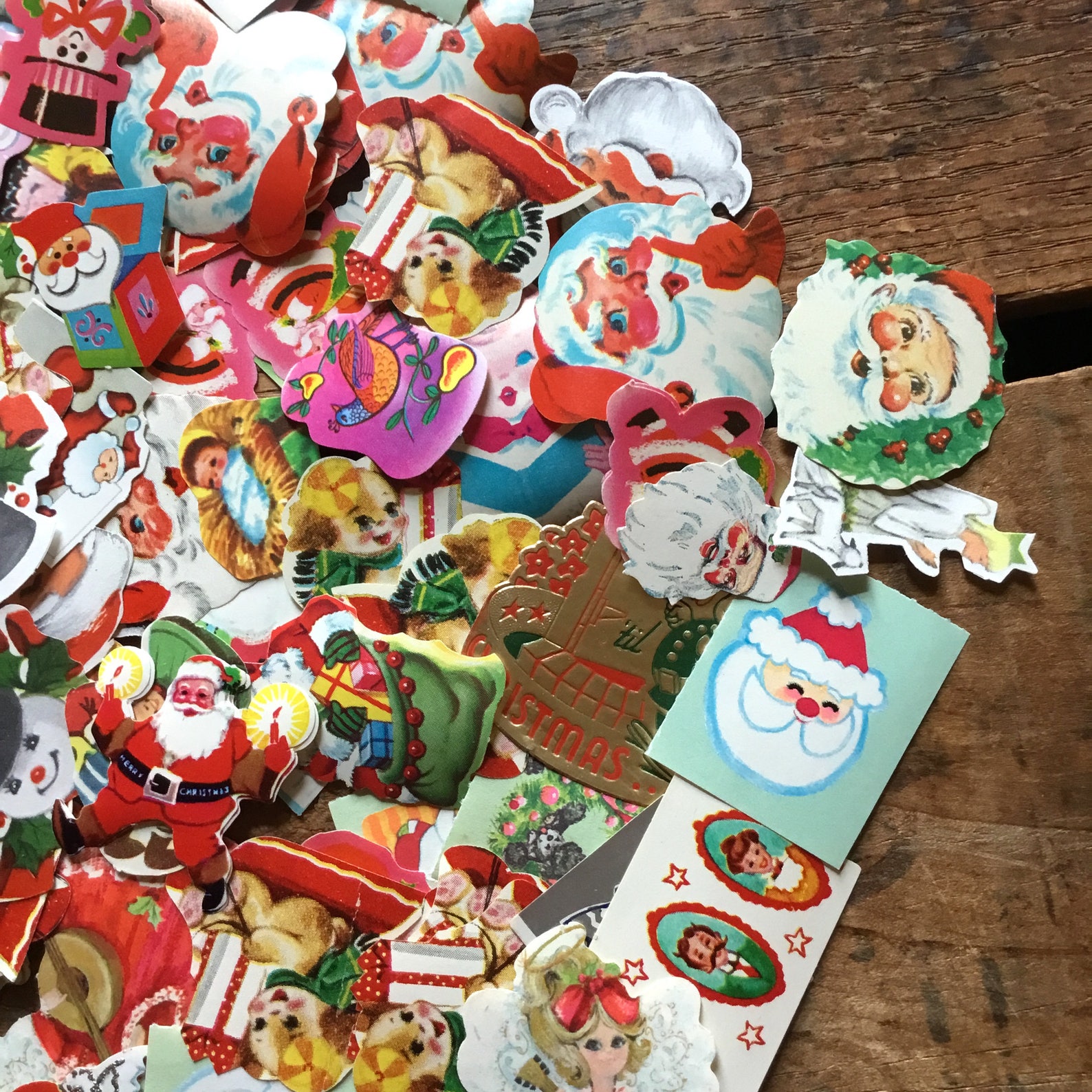 Vintage Christmas Seals Assorted Set of 15 Cute Christmas - Etsy