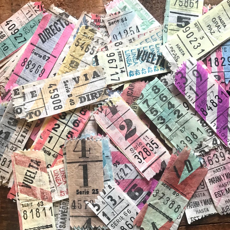 Vintage Bus Tickets - Set of 15 - Vintage Ticket Stubs, Vintage Paper ...