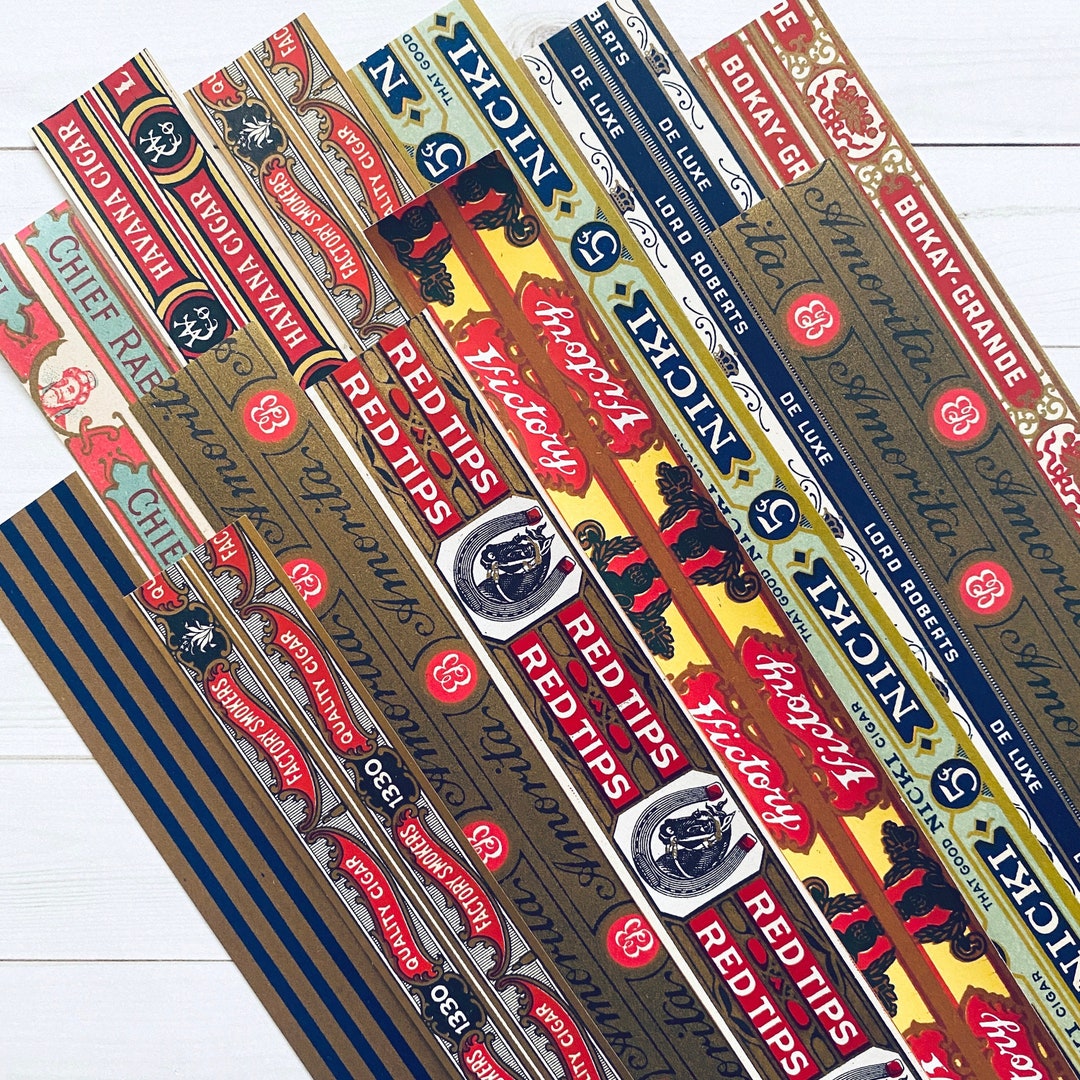 Vintage Cigar Labels - Set of 12 - Cigar Bands, Vintage Ephemera, Paper ...