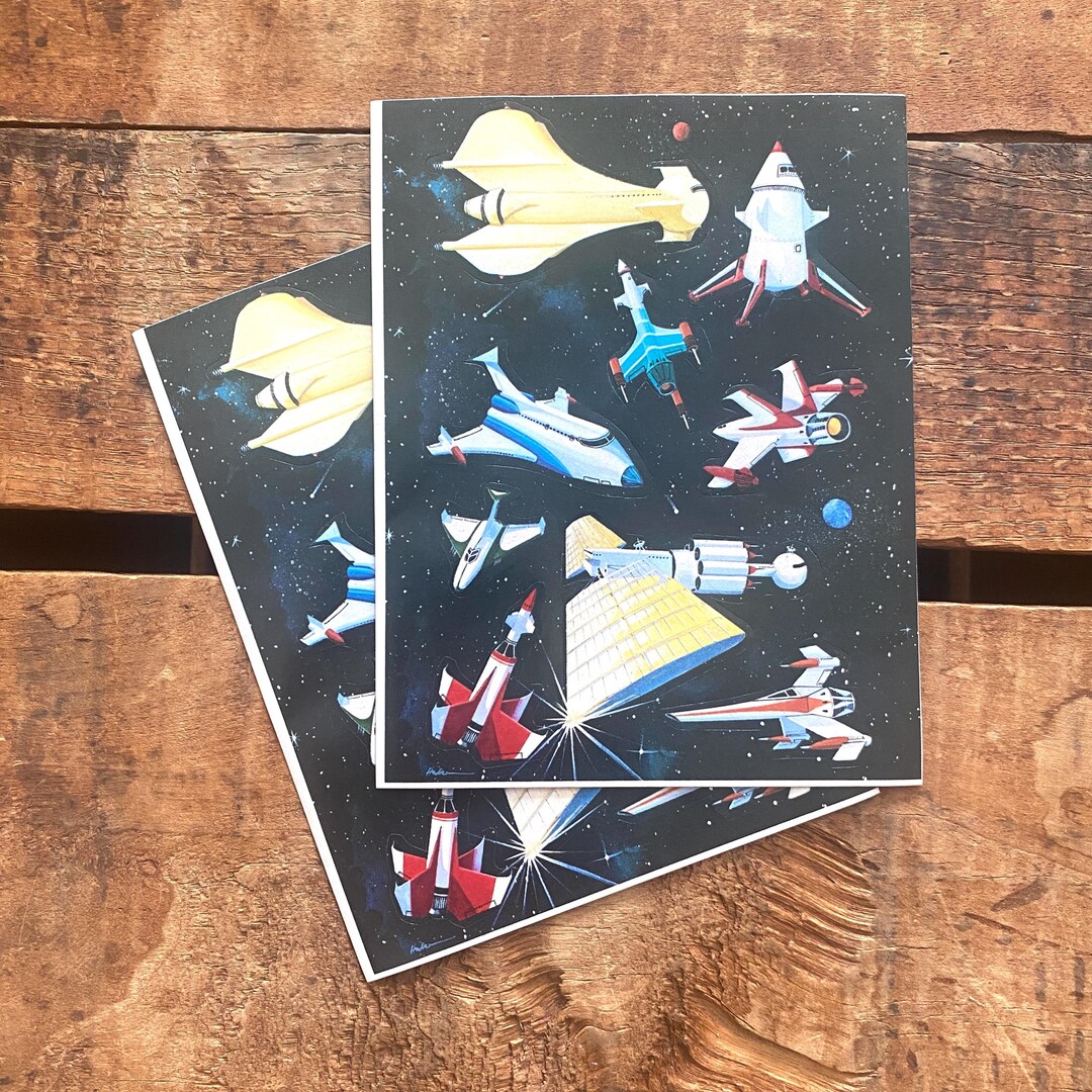Vintage Unused Outer Space Rockets Sticker Sheets - 2 Sheets - Paper ...
