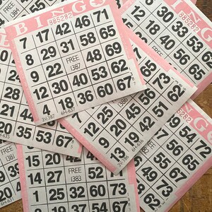 Pink Bingo Cards - Set of 20 - Bingo Sheets, Junk Journal Paper ...