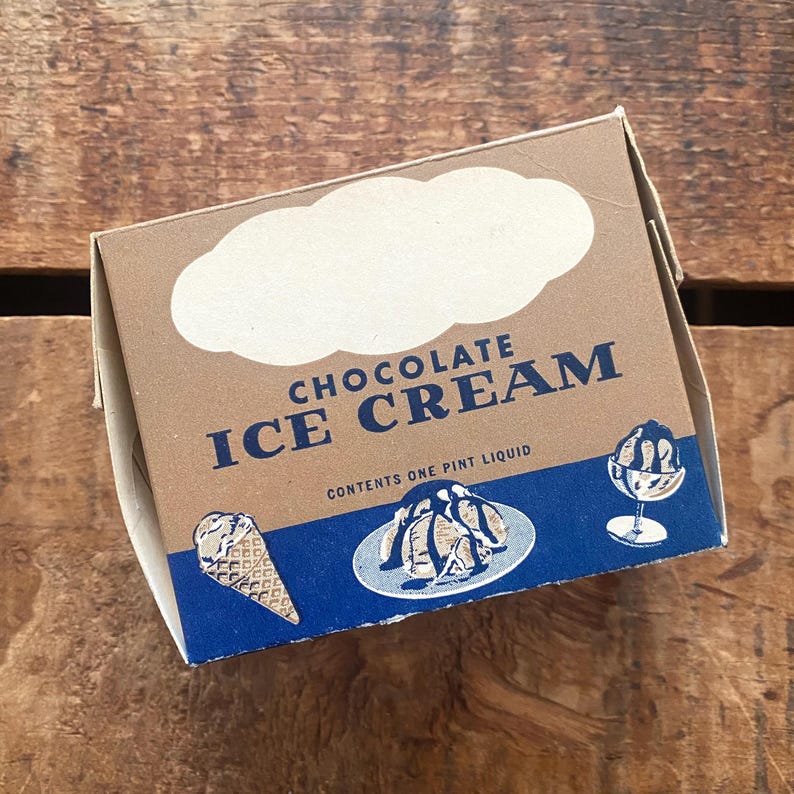 Vintage 1950s Chocolate Ice Cream Box - 1 Box - Novelty Packaging ...
