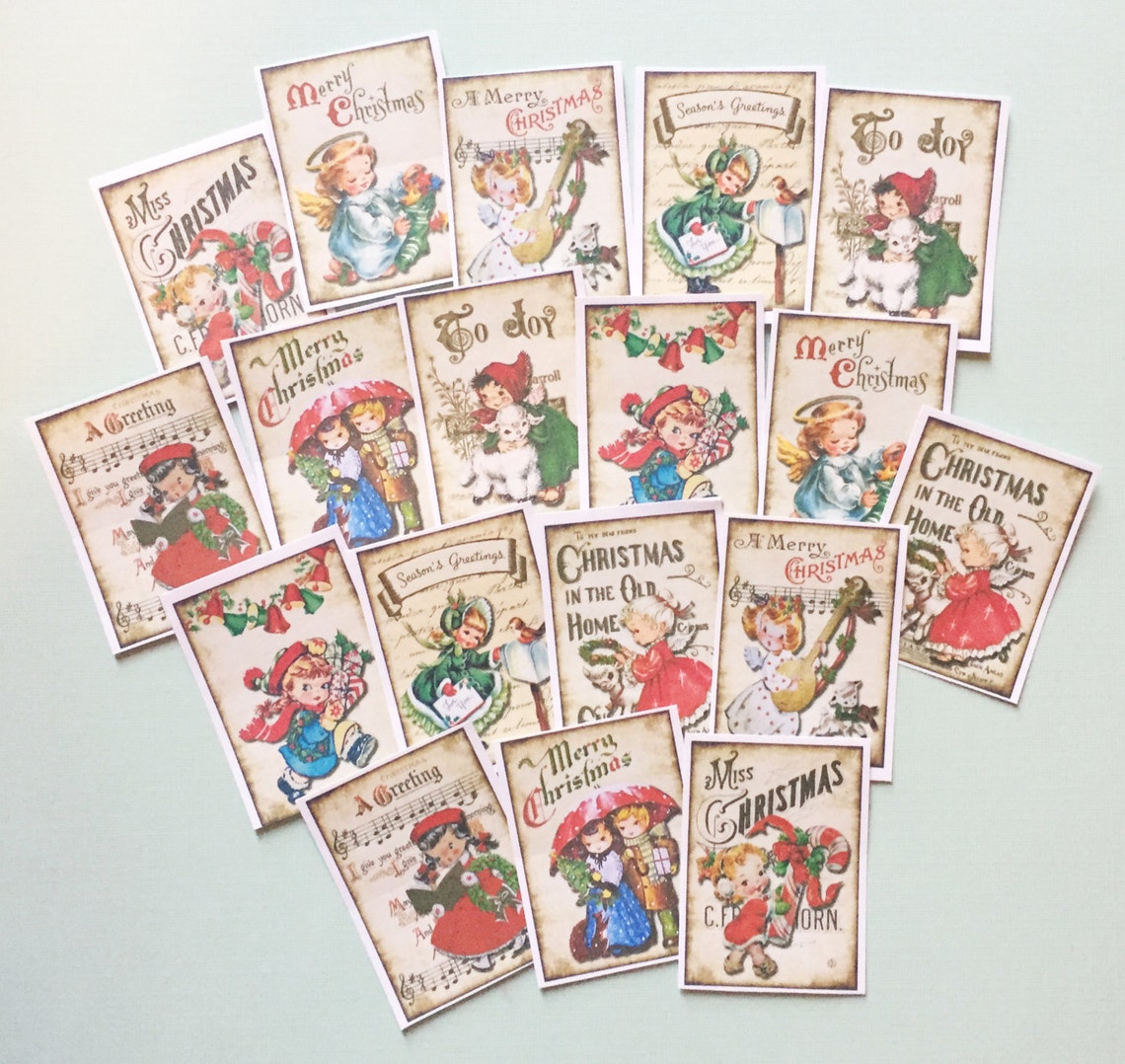 Christmas Stickers Set of 18 Handmade Stickers Vintage - Etsy