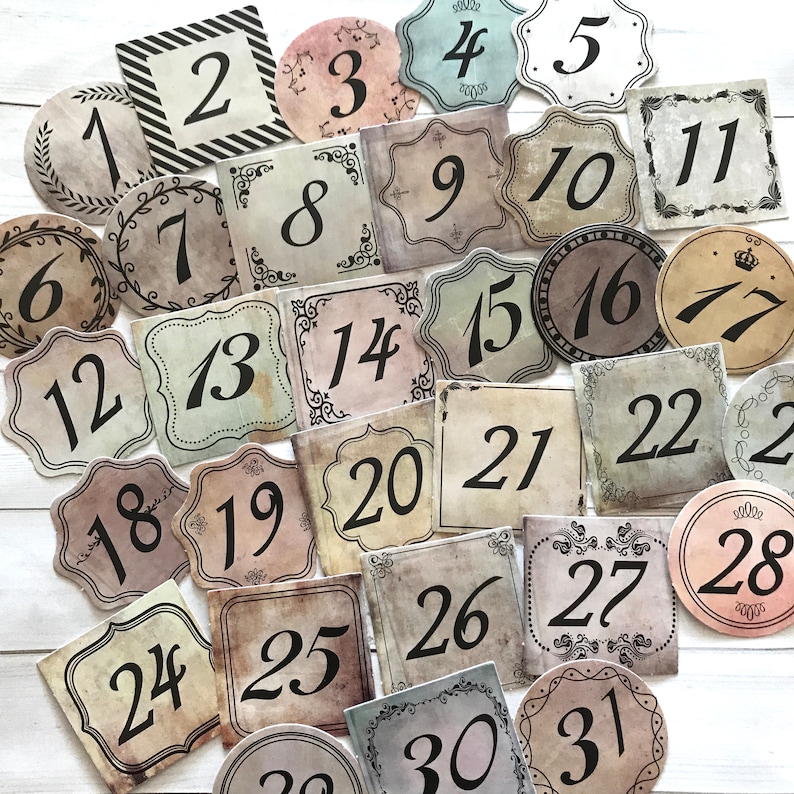 Calendar Stickers - Set of 38 - Junk Journal Ephemera Supply - Etsy