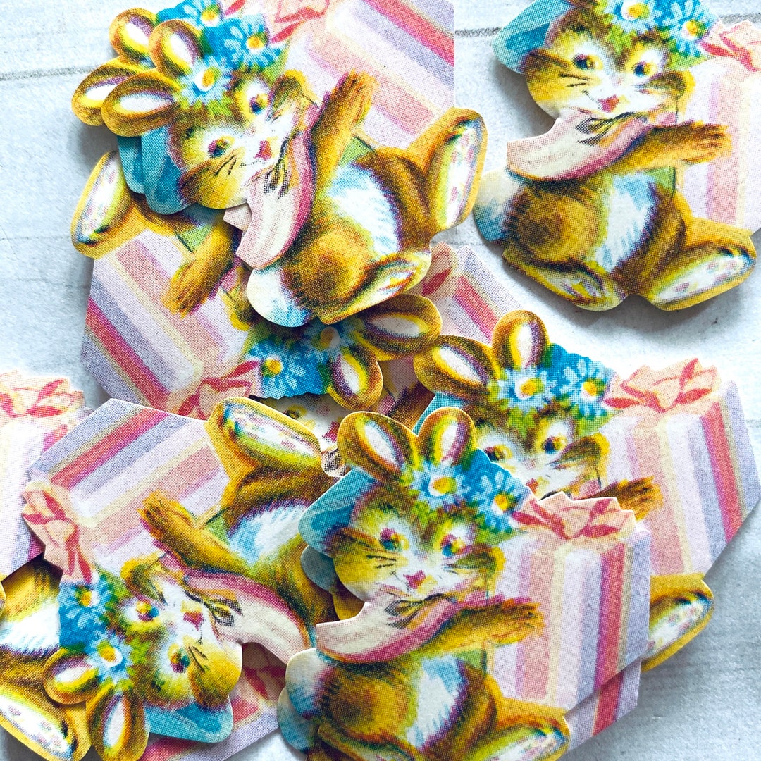 RARE Dennison Easter Bunnies Seals - Set of 12 - Vintage Easter ...