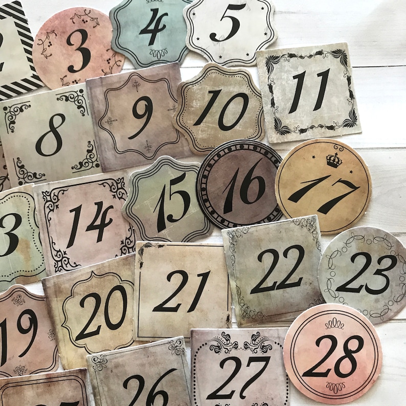 Calendar Stickers Set of 38 Number Stickers Junk Journal - Etsy