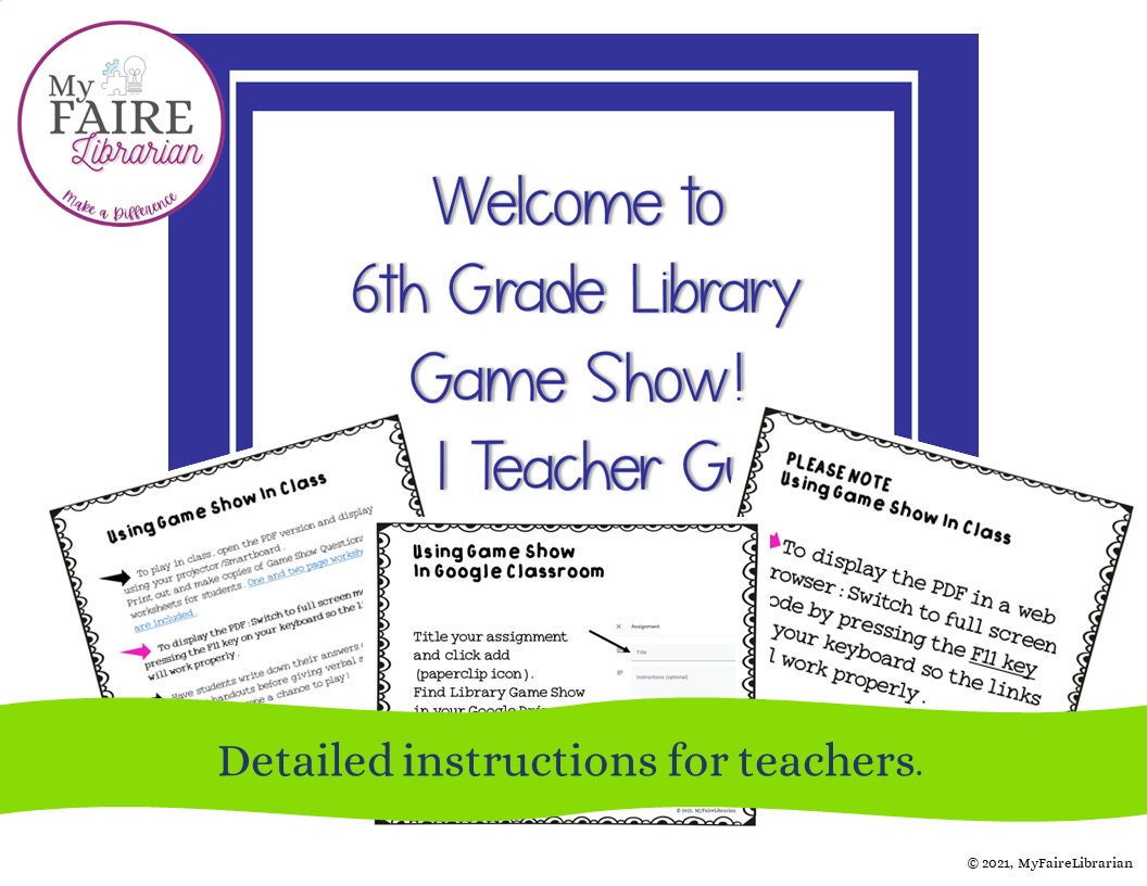Library Skills Assessment Game Bundle for Grades 2-6 End of Year ...