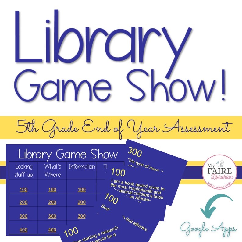 Library Skills Assessment Game Bundle for Grades 2-6 | End of Year ...
