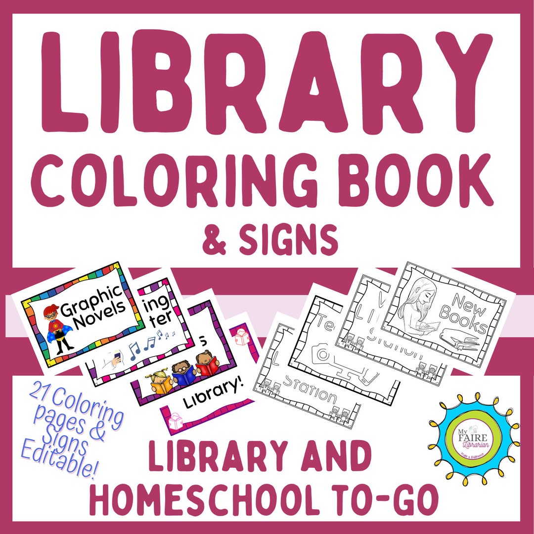 Library Coloring Book and Signs Library Learning Activity Explore the ...