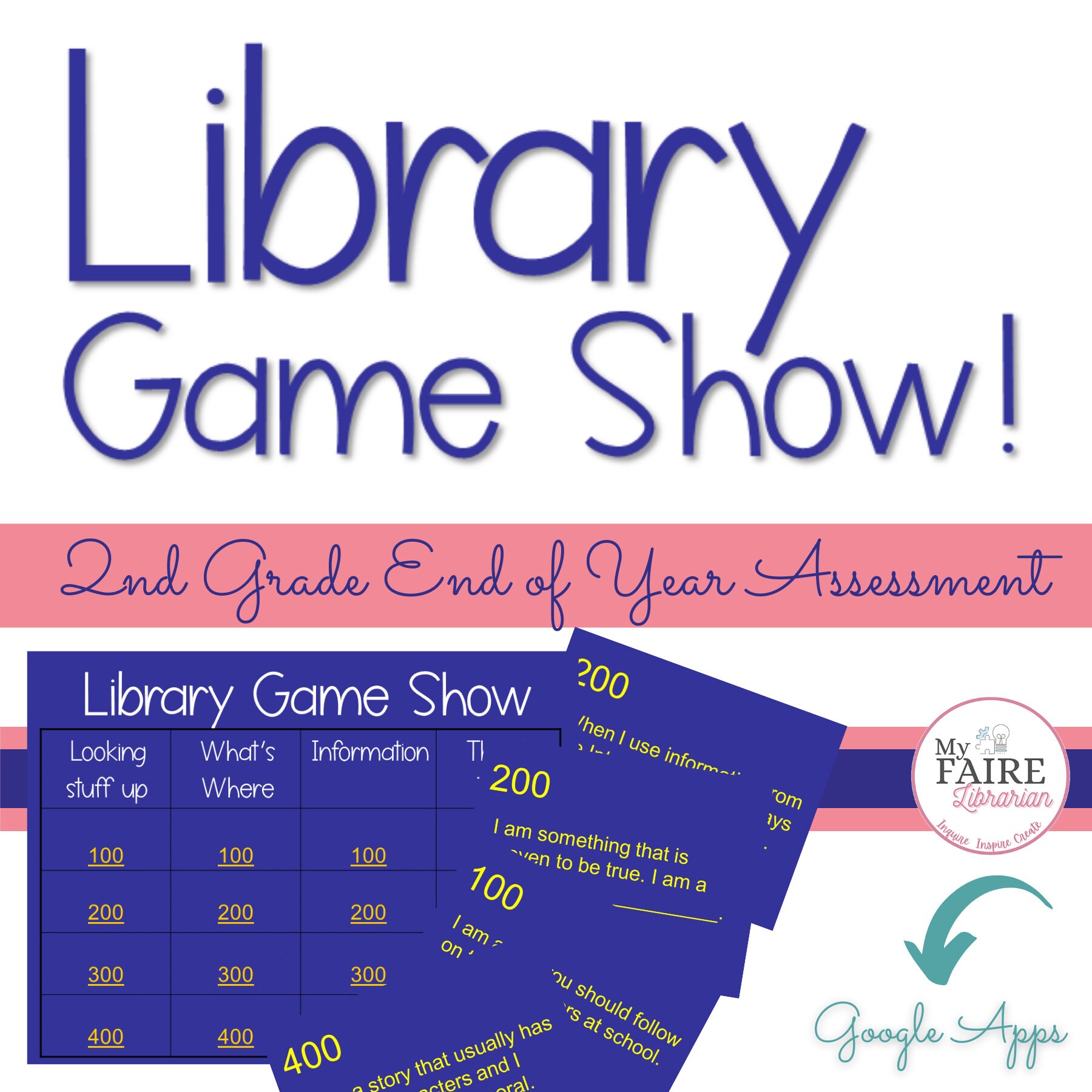 Library Skills Assessment Game Bundle for Grades 2-6 | End of Year ...