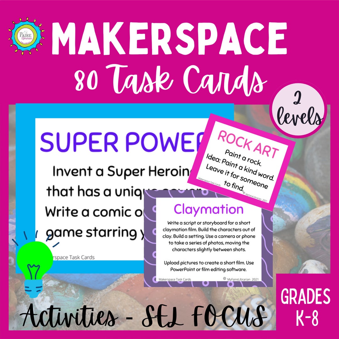Makerspace STEM Task Cards | Library Activities | Social Emotional ...