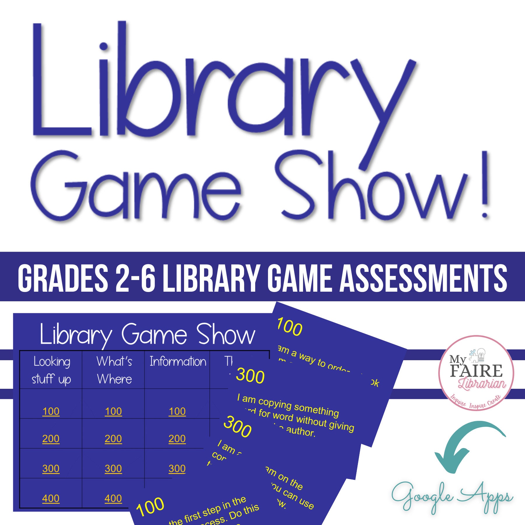 Library Skills Assessment Game Bundle for Grades 2-6 | End of Year ...