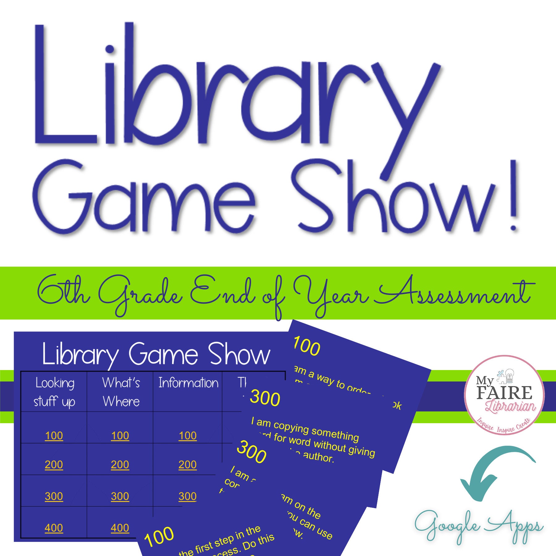 Library Skills Assessment Game Bundle for Grades 2-6 | End of Year ...