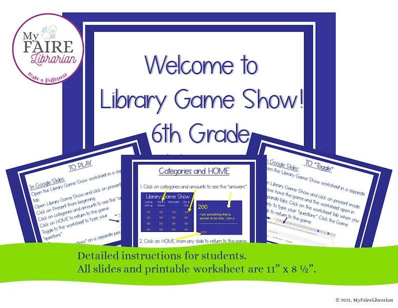Library Skills Assessment Game Bundle for Grades 2-6 End of Year ...