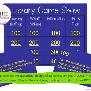 Library Skills Assessment Game Bundle for Grades 2-6 | End of Year ...