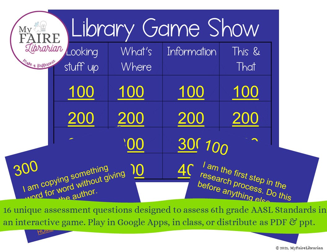 Library Skills Assessment Game Bundle for Grades 2-6 End of Year ...